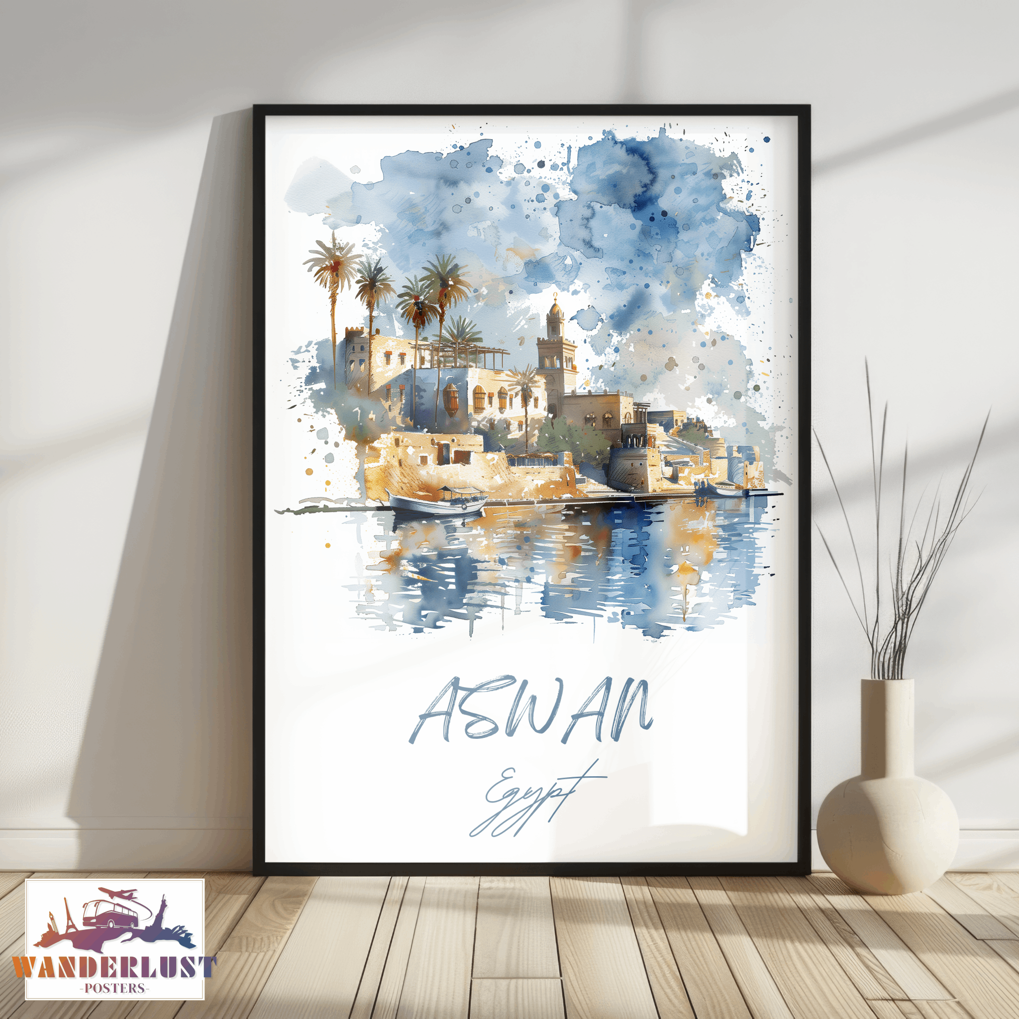 Aswan, Egypt - Watercolor Oasis – Wanderlust Posters