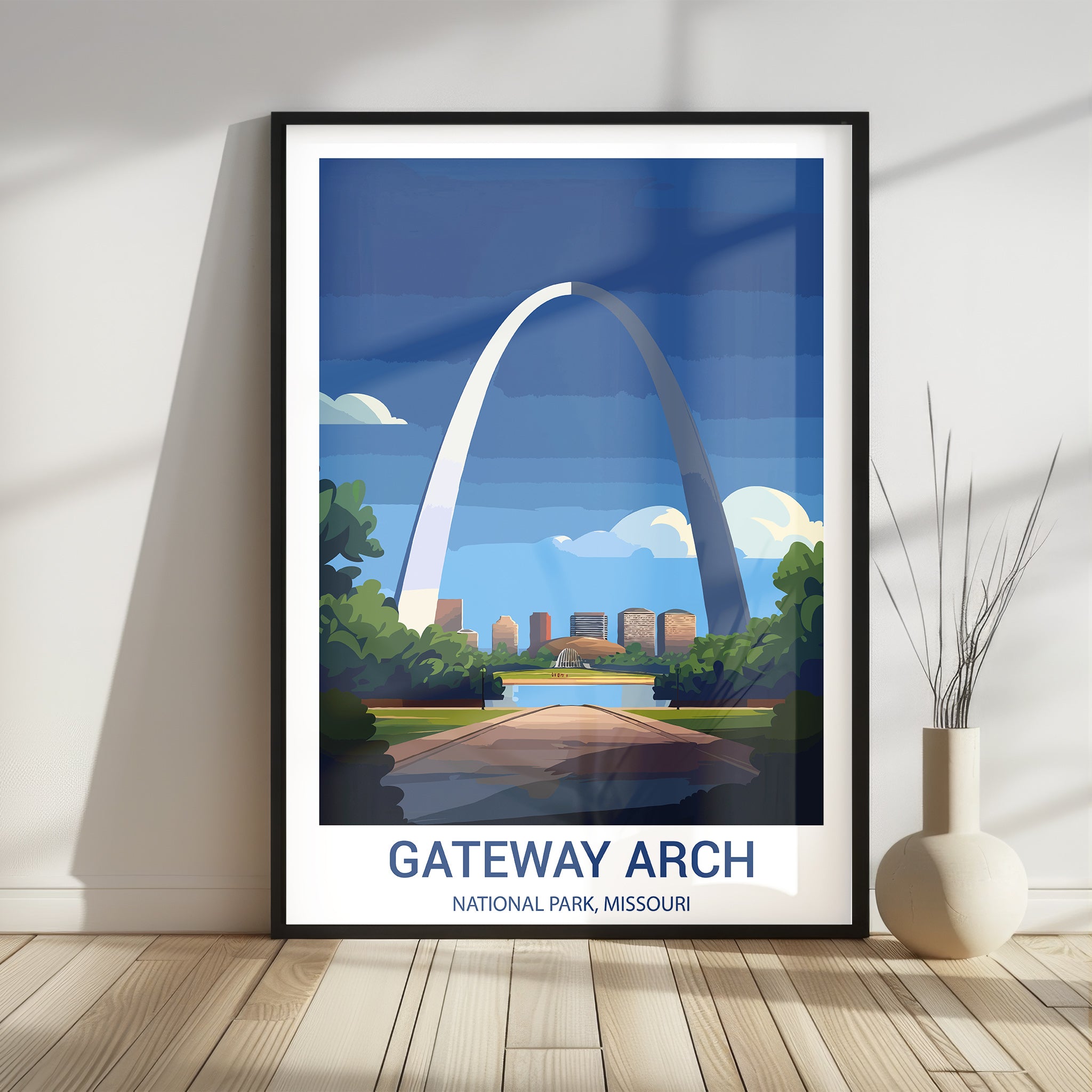 Gateway Arch National Park Poster | Retro Missouri Wall Art Print ...