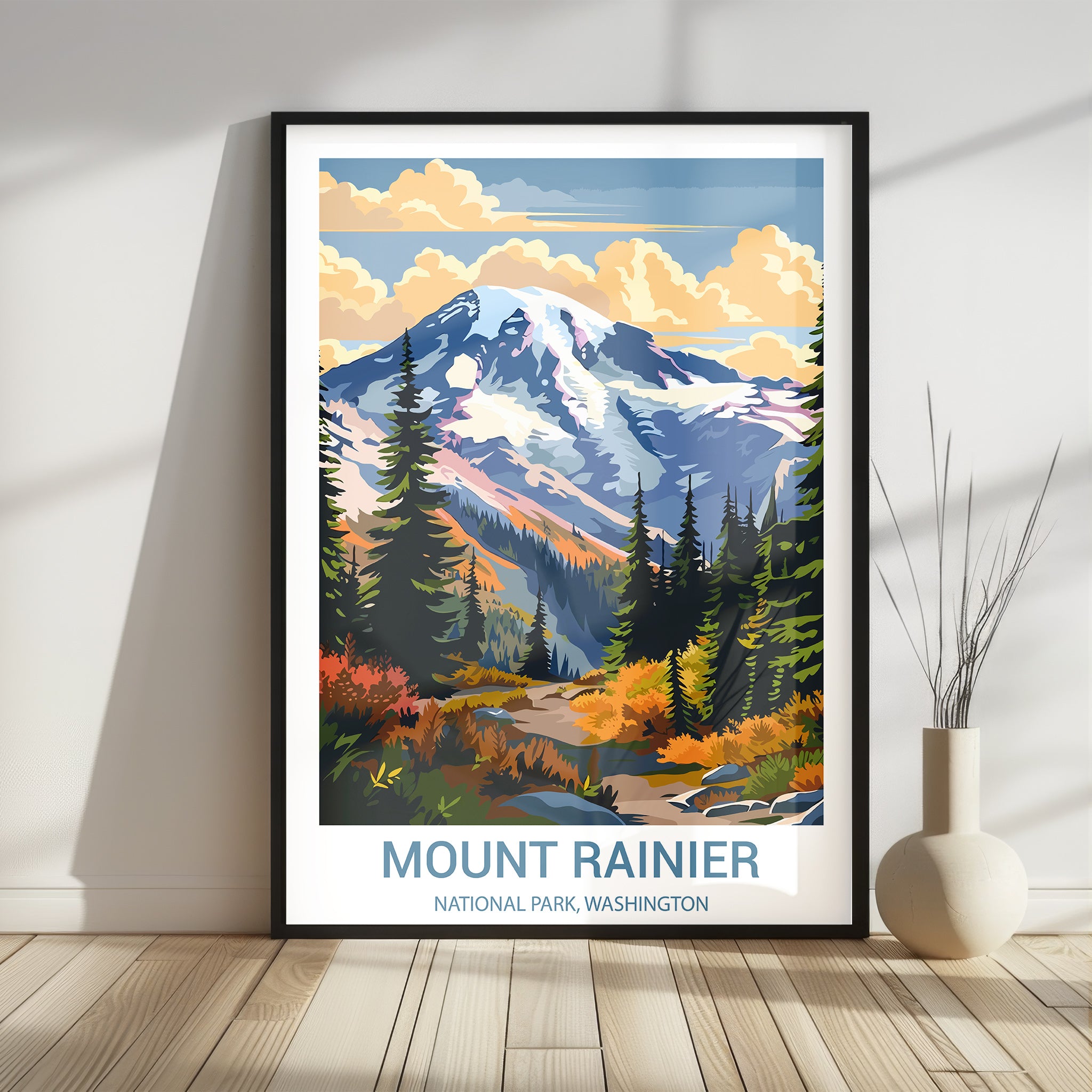 Mount Rainier National Park Poster | Vintage Cascade Wall Art ...