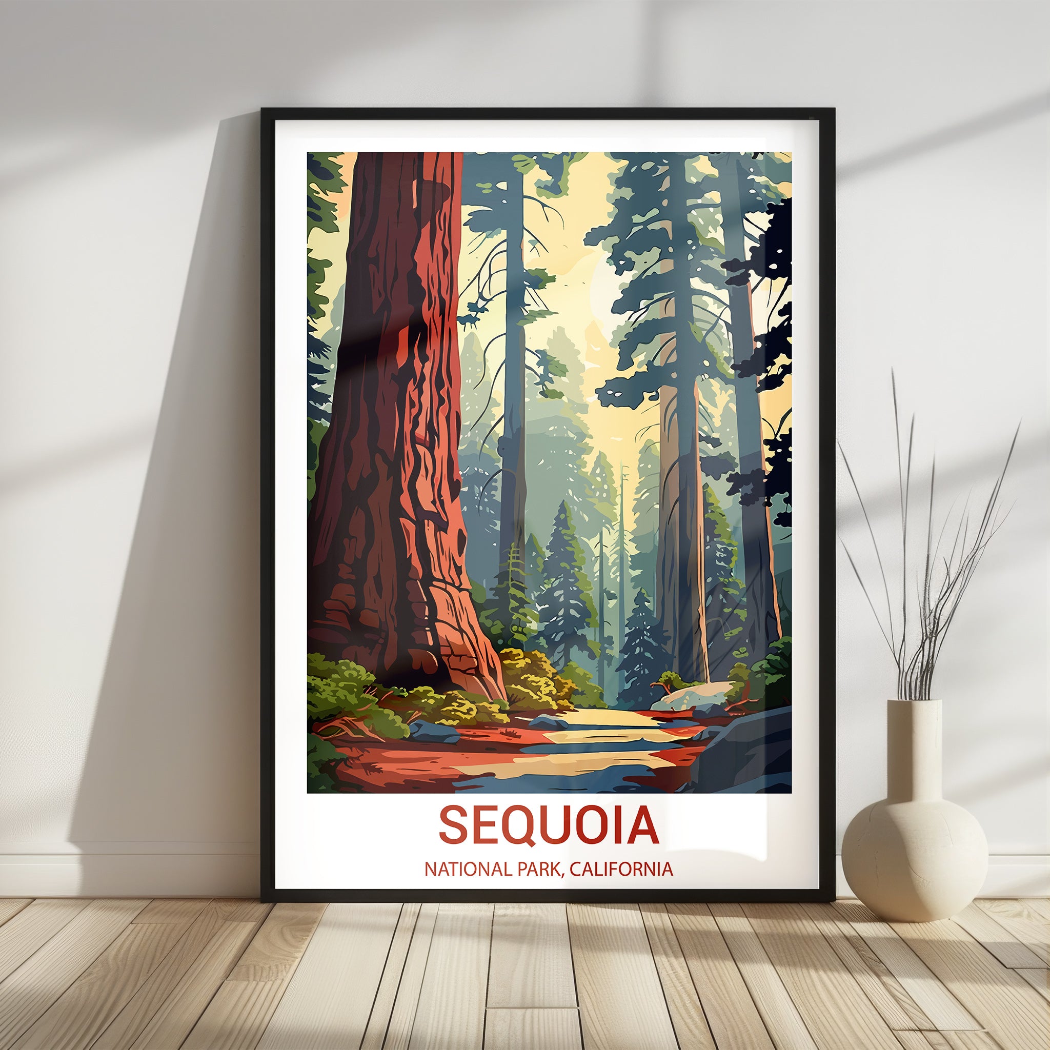 Sequoia National Park Print | Vintage Redwood Forest Poster ...